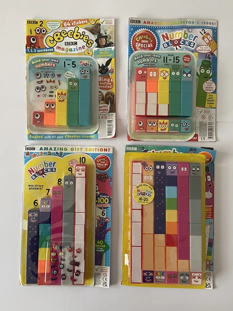 NEW CBEEBIES NUMBERBLOCKS 1-5, 6-10, 11-15, 16-20, Magazines Bundle X4 ...