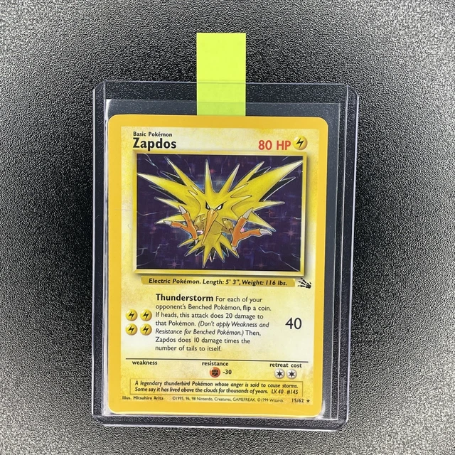🔥 ZAPDOS 15/62 🔥 Original Holo Rare Fossil Set Pokemon Card WOTC TCG ...