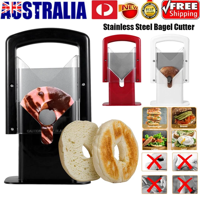 STAINLESS STEEL BAGEL Cutter Toast Slicer Bread Slicing Machine Safety ...