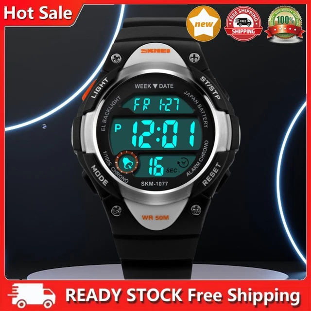 50M WATERPROOF DIGITAL Watch Countdown Timer Stopwatch Alarm Electronic ...