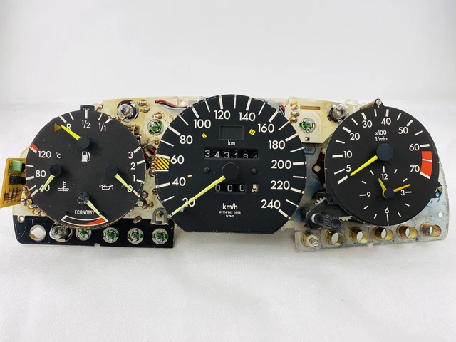MERCEDES BENZ W124 C124 Petrol Instrument Cluster Speedometer KMH Up To ...
