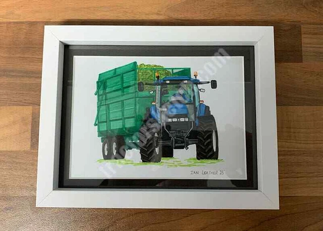 NEW HOLLAND TM Series & Silage Trailer artwork 8"x6"Ian Leather ...