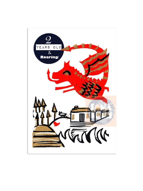 2ND BIRTHDAY CARD, Dragon card, dragon Birthday card, Art card, Rory ...