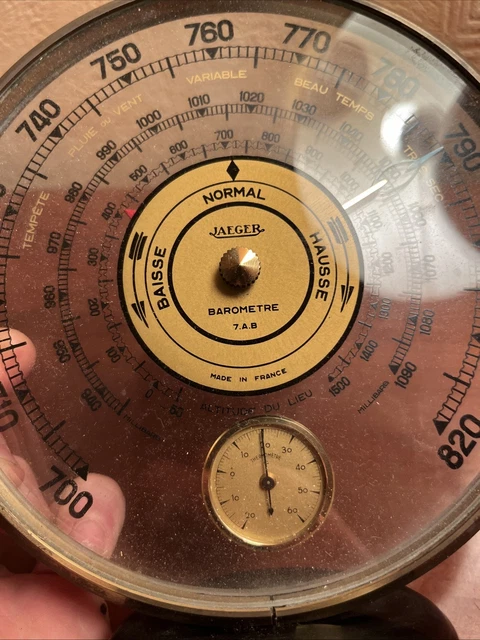 JOLI BAROMÈTRE VINTAGE Jaeger reglable avec thermometre EUR 200,00 ...