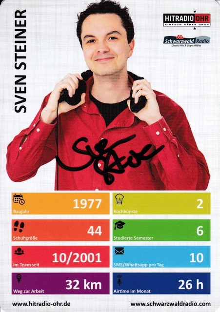 *SCHWARZWALDRADIO* AUTOGRAMMKARTE VON SVEN STEINER EUR 1,00 - PicClick DE