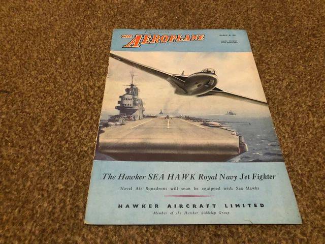 AC61 AEROPLANE MAGAZINE Cover Page 11X8 Hawker Aircraft Sea Hawk Royal ...
