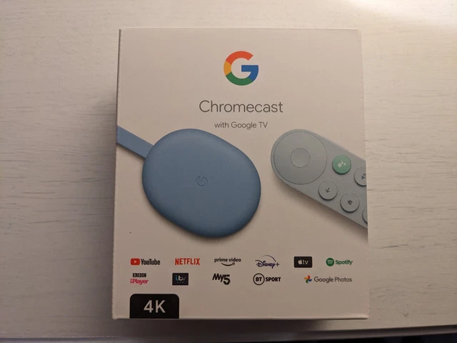 GOOGLE CHROMECAST WITH Google TV | 4K | 2020 | Blue / Sky £37.00 ...