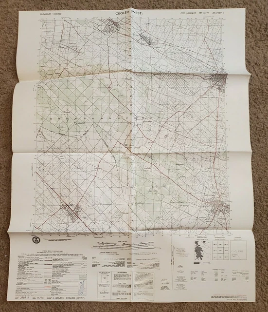 DEFENSE MAPPING AGENCY Map Paszto Hungary 28" X 22" 2-DMATC Series M775 ...