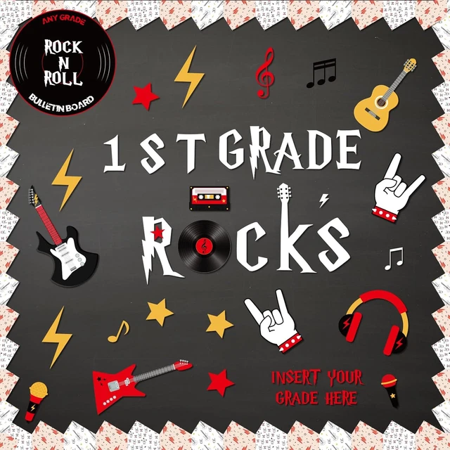 97 PCS ROCK and Roll Bulletin Board Cutouts Rock Music Star Theme ...