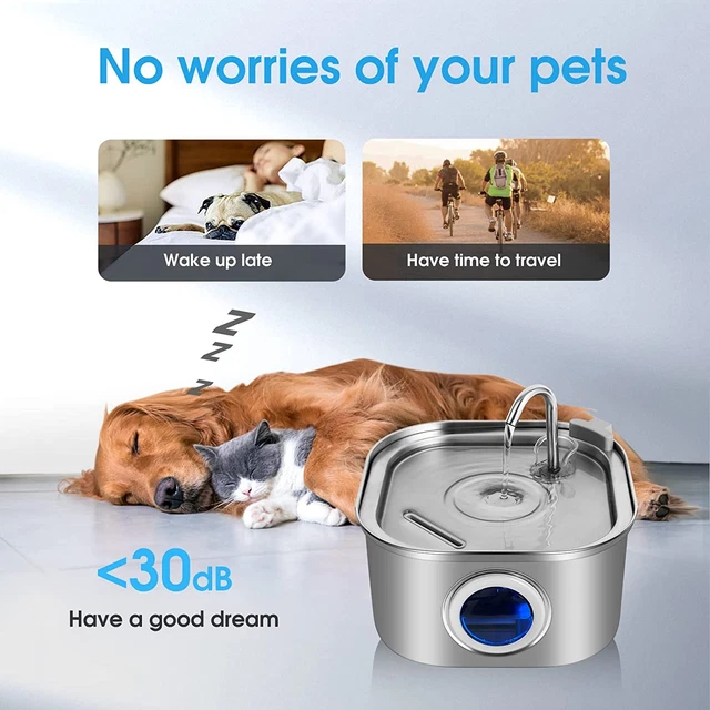 CAT WATER FOUNTAIN, 3.2L/108Oz Pet Water Fountain Stainless Steel, Dog ...