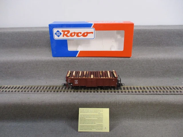 ROCO SPUR H0 46625 Güterwagen Hochbordwagen mit Holzladung der DB in ...