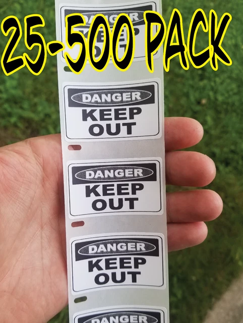 DANGER KEEP OUT 25-500 Pack Warning Labels decal gag joke sticker $2.87 ...