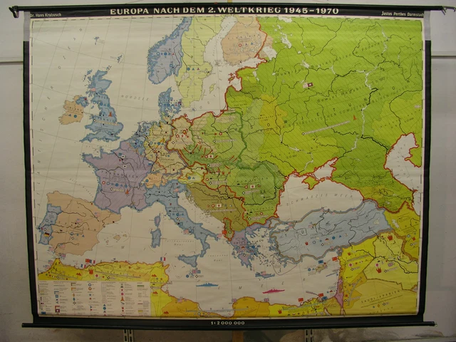 SCHOOL WALL MAP wall map Europe 1945-1970 Europe after WWII Germany ...