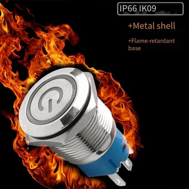 EASY INSTALLATION 16MM Stainless Steel Push Button Switch with Power ...
