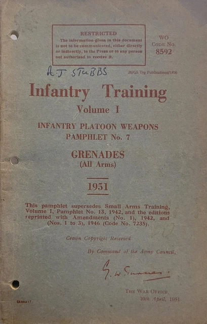 BRITISH ARMY TRAINING Manual Grenades (All Arms) 1951 Korean War Era. £ ...