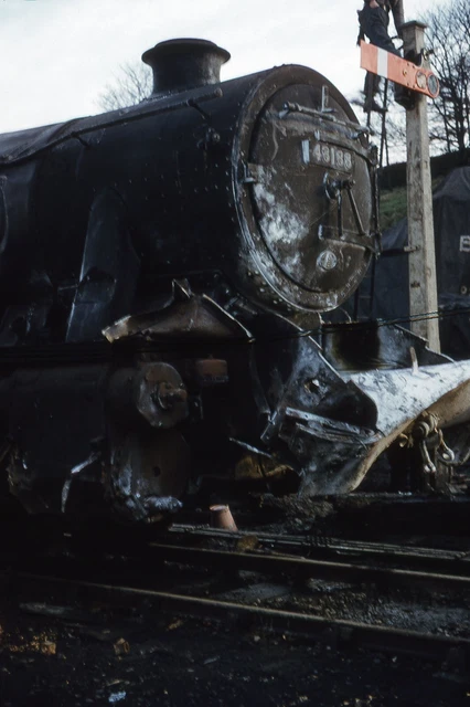 ORIGINAL SLIDE Accident Damaged BR/LMS 8F Steam Loco 48188 1957 Detail ...