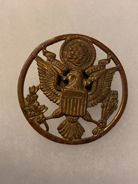 WWII US ARMY Officers Uniform Cap Badge E Pluribus Unit Hat Pin Screw ...