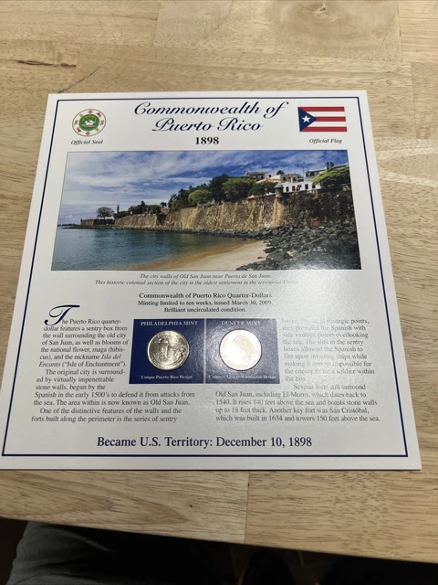 PUERTO RICO POSTAL Commemorative Society Statehood Quarter & stamps ...