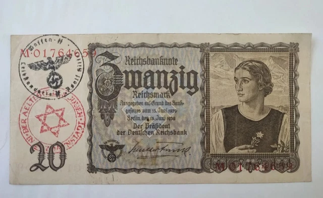 RARE BANKNOTE 20 Mark,Occupation Currency Note WWII 1939-45 GERMANY £65 ...
