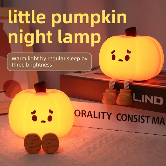 PUMPKIN NIGHT LIGHT, Cute LED Lamp, Silicone Dimmable Nursery ...