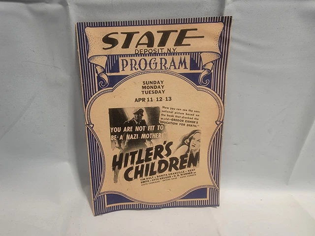 1942 VINTAGE HITLER'S Children Movie Ad Flyer Brochure State Theatre ...