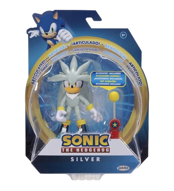 SONIC THE HEDGEHOG Silver 4 Inch Figure With Checkpoint Jakks Pacific ...