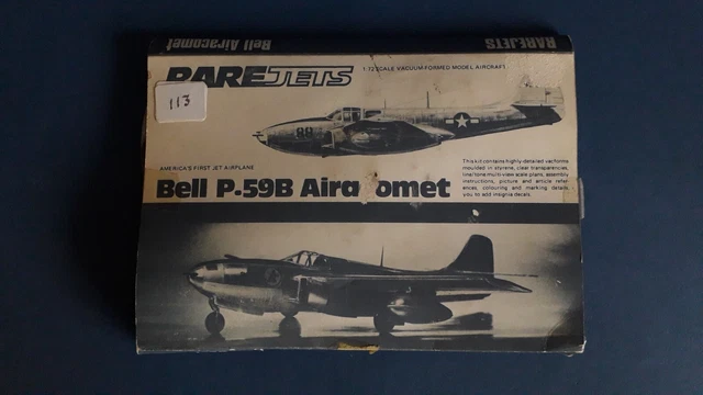 BELL P-59B AIRACOMET by Rarejets in 1/72 Scale 1971 Vintage Vacuform ...