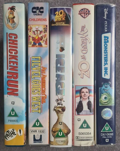5 FAMILY VHS Tapes | Chicken Run An American Tail Ice Age Wizard of Oz ...