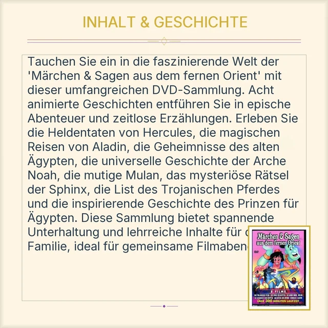 DVD MÄRCHEN SAGEN Orient 8 Filme Animation Deutsch FSK 0 Hercules ...