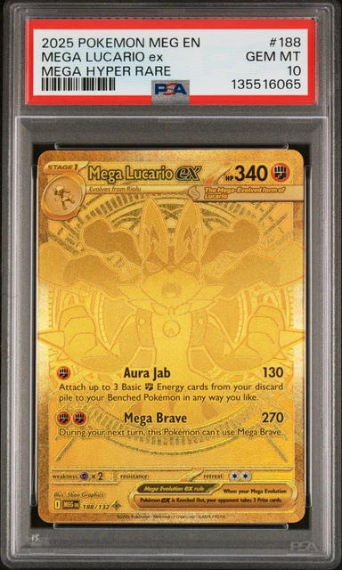 2025 POKEMON MEG En-Mega Evolution Mega Hyper Rare #188 Mega Lucario Ex ...