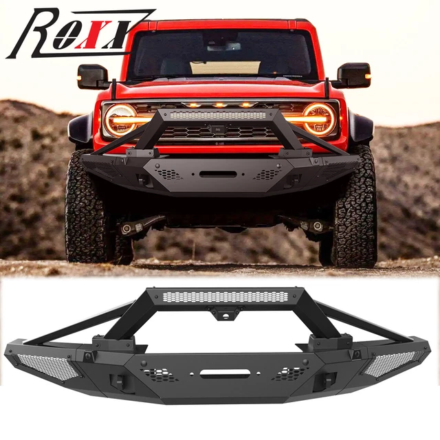 FOR 2021 2022 2023 Ford Bronco Front Bumper Steel w/ Side Wings + Bull ...