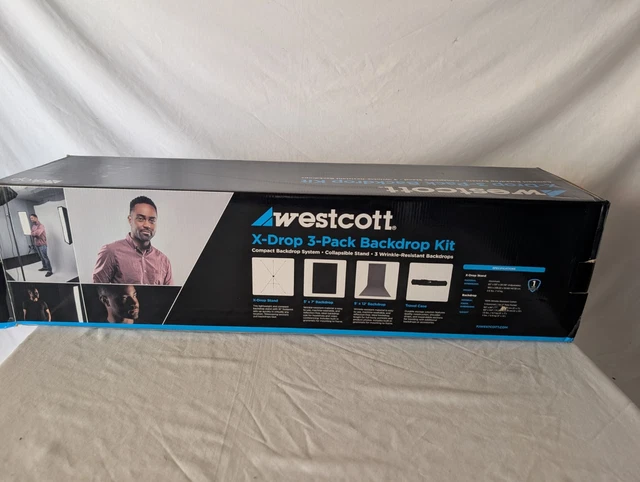 WESTCOTT X DROP Backdrop Kit 3 Pack, 5x7 Feet, White, Grey, & Black ...