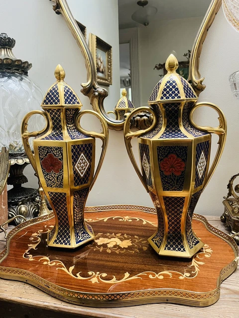 CAVERSWALL PORCELAIN IMARI ROMANY 22ct 15.75" Twin Handled Urn/ Lidded ...