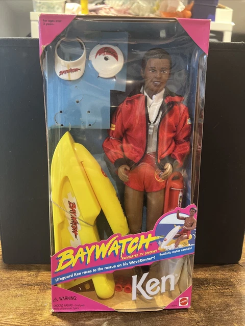 1994 BAYWATCH AFRICAN Ken On Wave runner Barbie Doll Vintage Mattel NIB ...