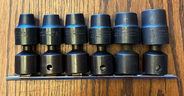 PROTO PROFESSIONAL 6-PIECE 1/2"-Drive 6-Point SAE Swivel Impact Socket ...