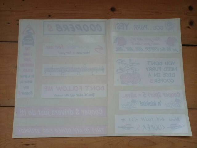 CLASSIC MINI JOHN Cooper Garages S Mpi Genuine Window Sticker Pack NOS ...