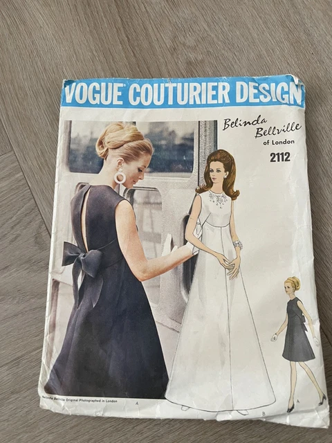VOGUE 2112 SEWING pattern Dress with Back Bow Sz 12 Couturier Belinda ...