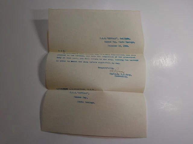 SPANISH-AMERICAN WAR LETTER 1902 U.S.S. Buffalo Samana Bay Santo ...