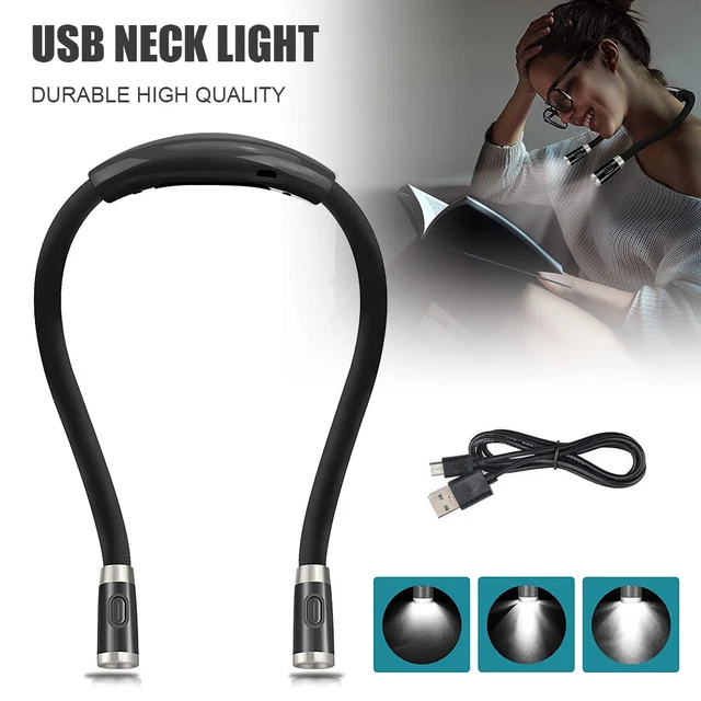 HANDS-FREE LED FLEXIBLE Light Over Neck Book Reading Lamp Portable ...