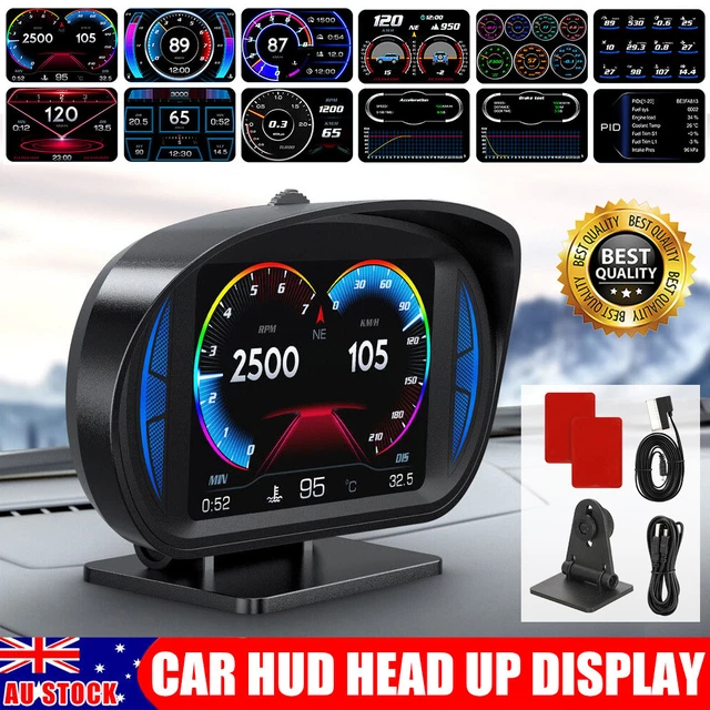 OBD2+GPS HUD GAUGECAR Digital Odometer Alarm Boost Water Temp Heads Up ...