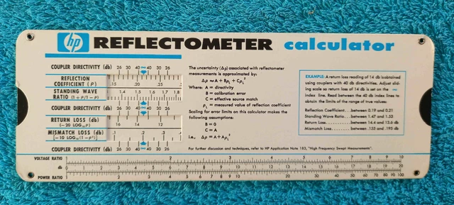 RECHENSCHIEBER REFLECTOMETER Calculator Mismatch Error Limits ...