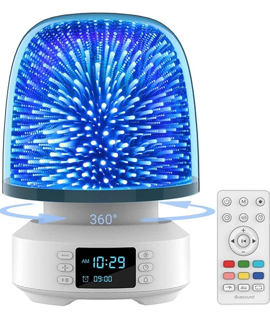 NIGHT LIGHT BLUETOOTH Speaker, 360°Rotation 3D Effect Glass Starry ...