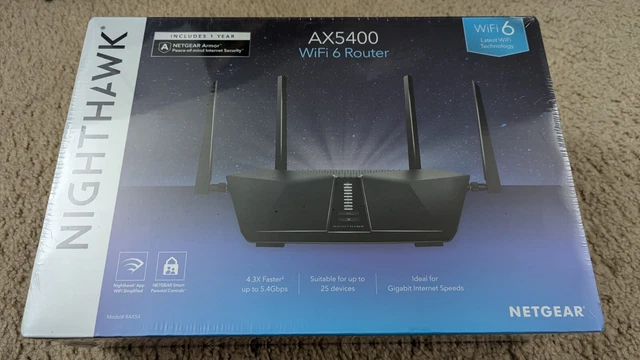 NETGEAR NIGHTHAWK AX5400 WiFi 6 Router, Model RAX54S-100NAS $67.49 ...