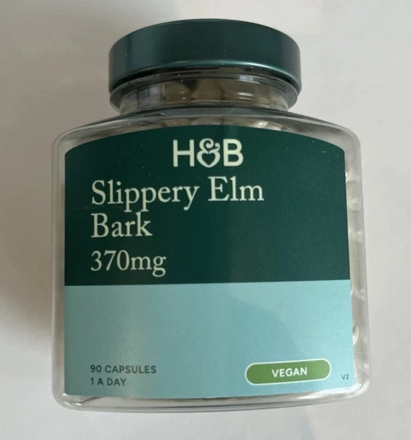 HOLLAND & BARRETT H&B Slippery Elm Bark Supplement 370mg 90 Capsules. £ ...