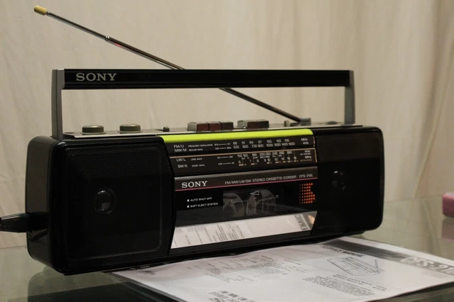 SONY CFS-210L STEREO Radio Cassette Recorder Ghettoblaster Boombox Top ...