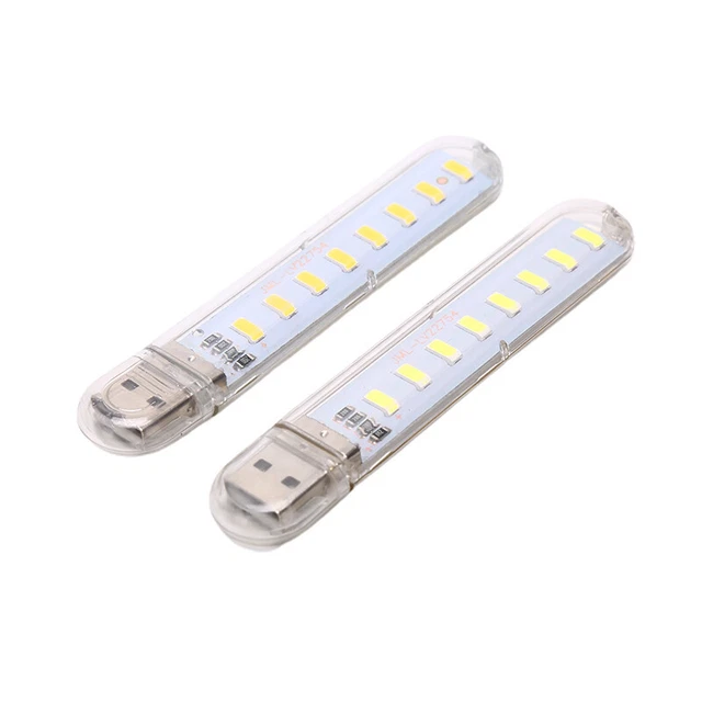 USB LED BOOK Lights 8LEDs SMD Bulb 5V Power Input White Warm USB Night ...