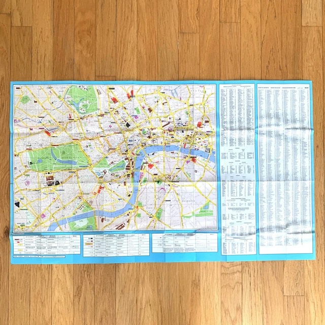 1987 VERY LARGE Road Map of London Town Vintage Historic Old Map 110cm ...