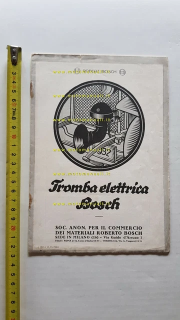 BOSCH TRUMPET ELECTRIC Car 1923 Original Brochure ITALIAN Brochure £34. ...