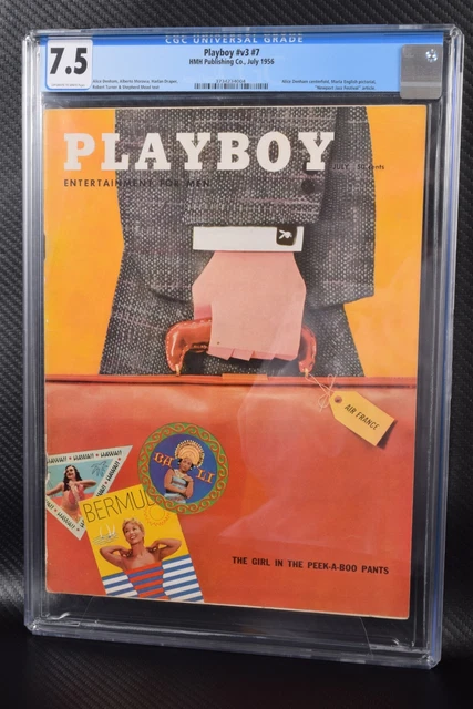 HIGH 7.5 CGC Graded Playboy Magazine v3 #7 July 1956 Alice Denham $273. ...