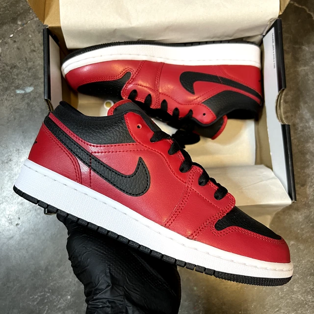AIR JORDAN 1 Low Reverse Bred Black Red Nike 553560-605 GS Size 5.5Y ...